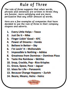 Rule of 3 examples - TeachingCave.com - TeachingCave.com