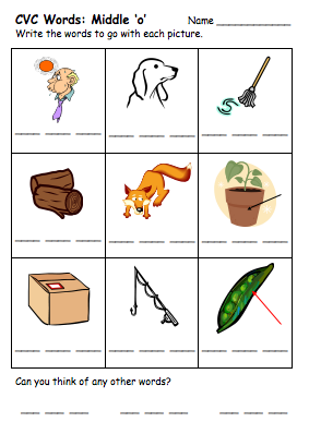 CVC middle o - TeachingCave.com - TeachingCave.com