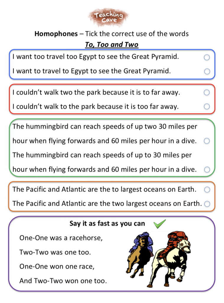 too two to - TeachingCave.com - TeachingCave.com